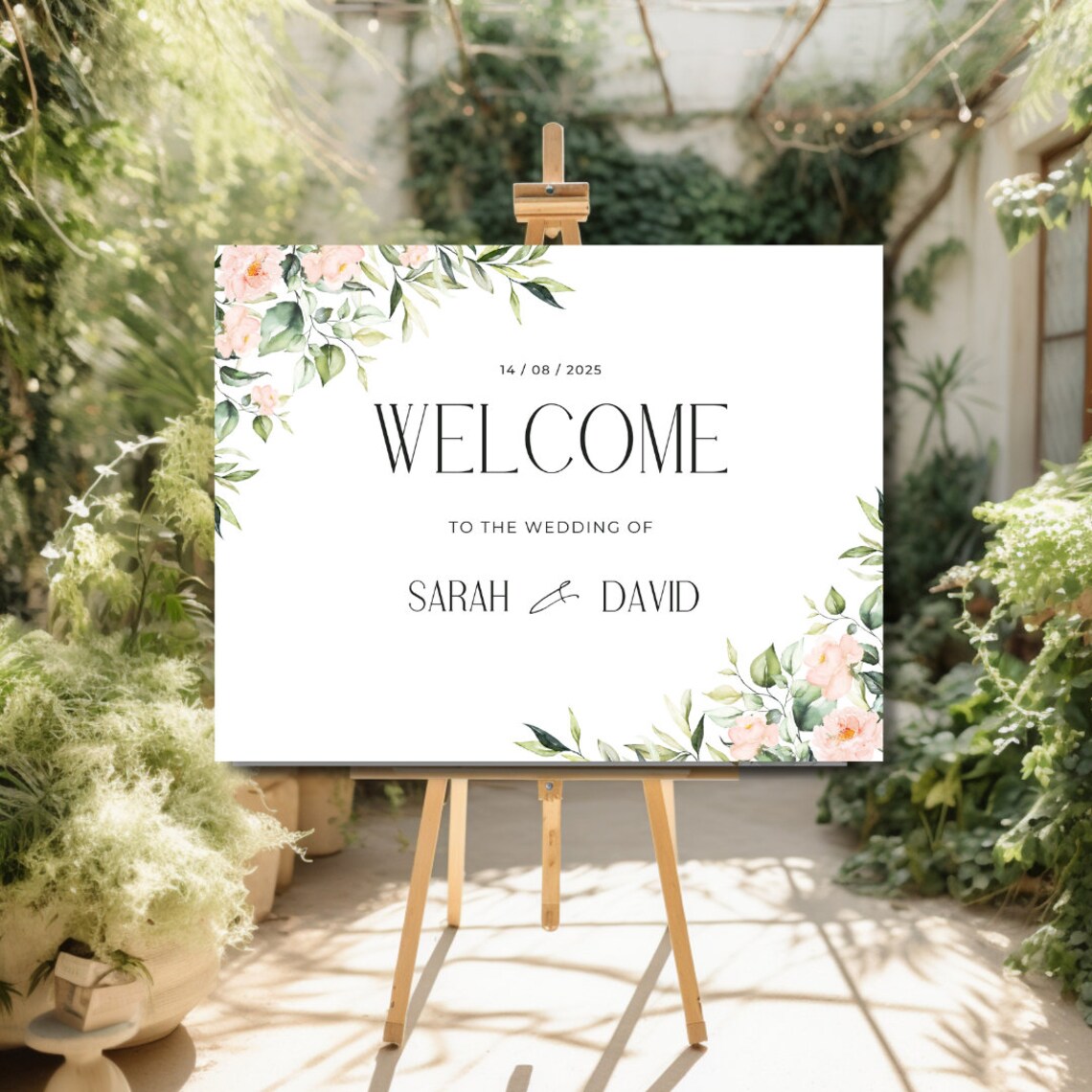 Wedding Welcome Sign, Greenery Wedding Sign, Wedding Signs, Greenery ...