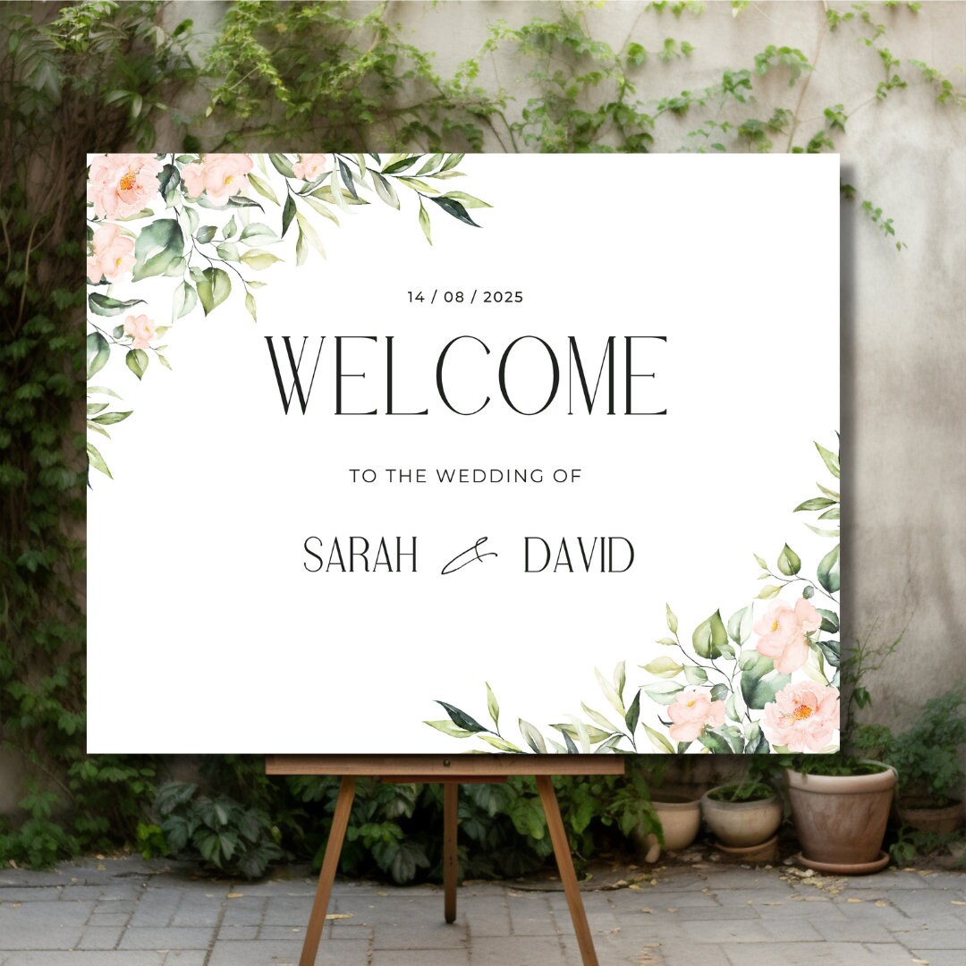 Wedding Welcome Sign, Greenery Wedding Sign, Wedding Signs, Greenery ...