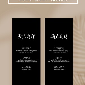 Modern Script Black Wedding Dinner Menu | Black and White Menu Template ...