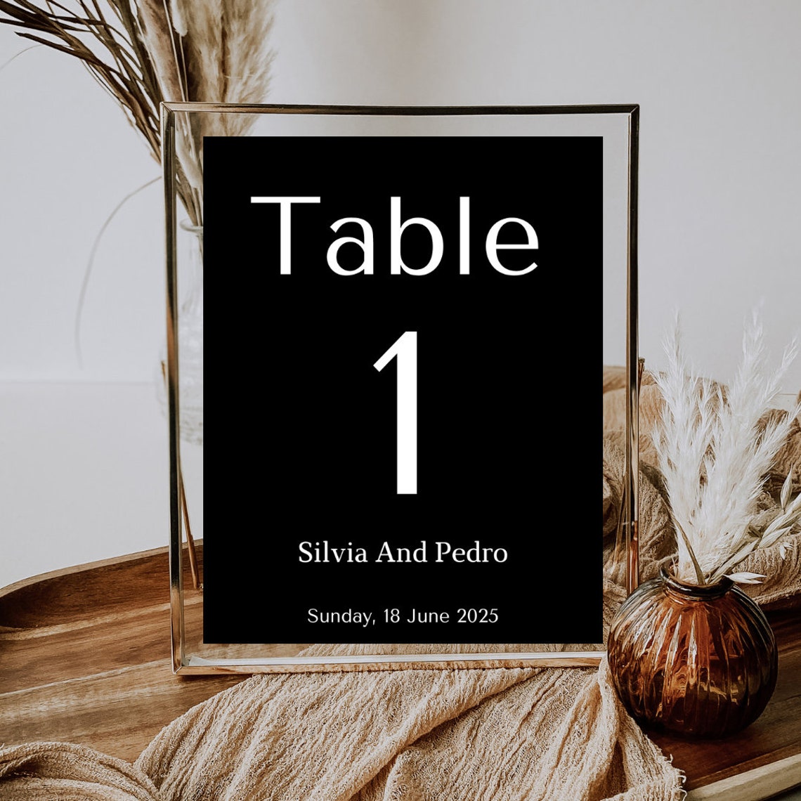 Black Table Number Templates 1, Black and White Wedding Table Number ...