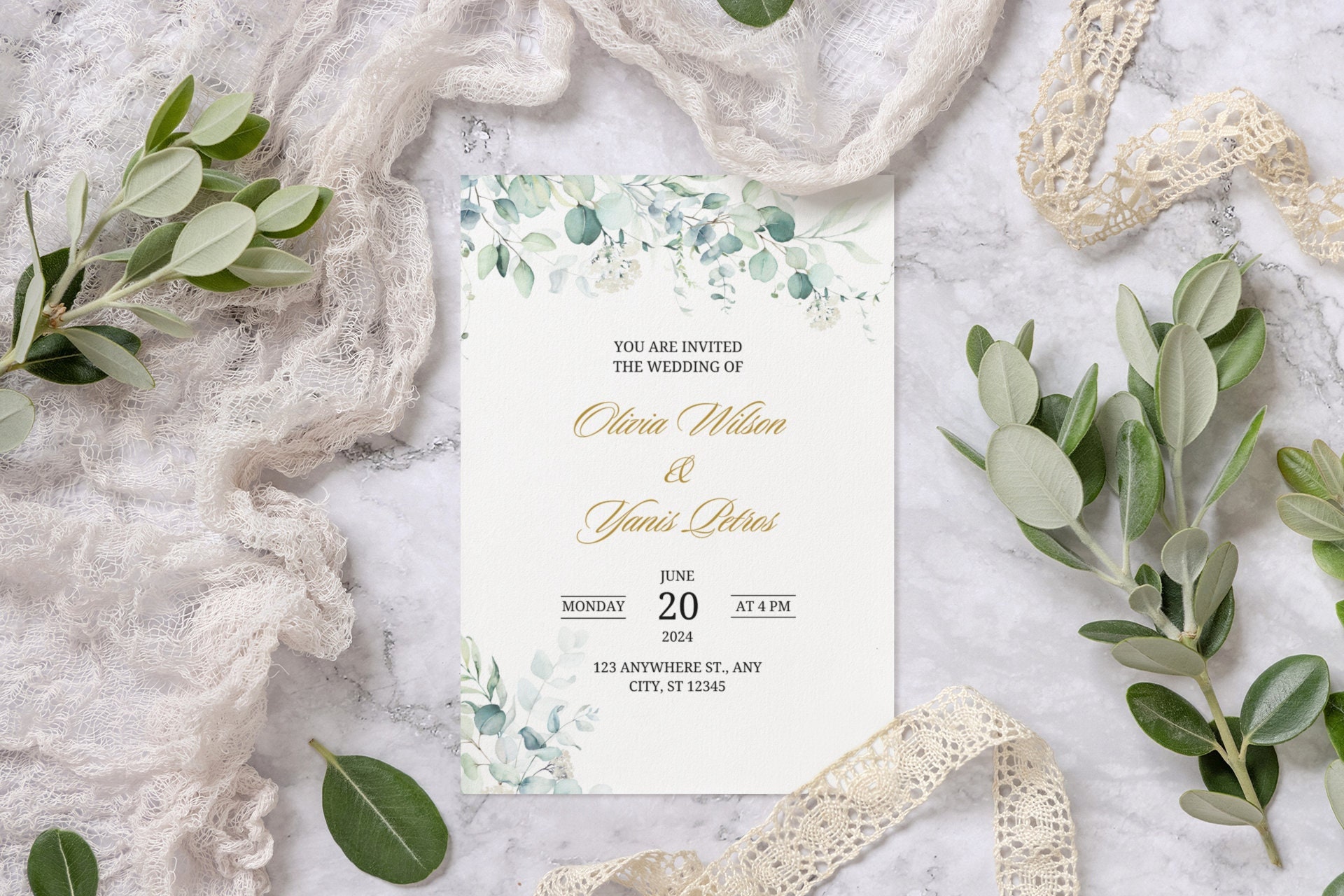 Editable Invitation, Editable Invite, Invitation Download, Greenery ...