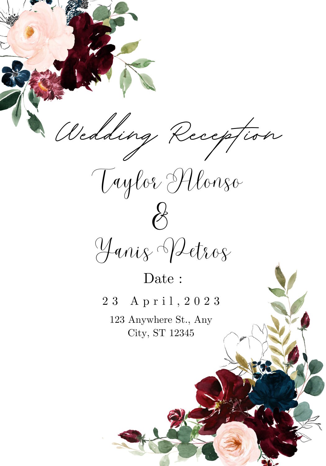 Wedding Reception Invitation Printable Wedding Reception - Etsy