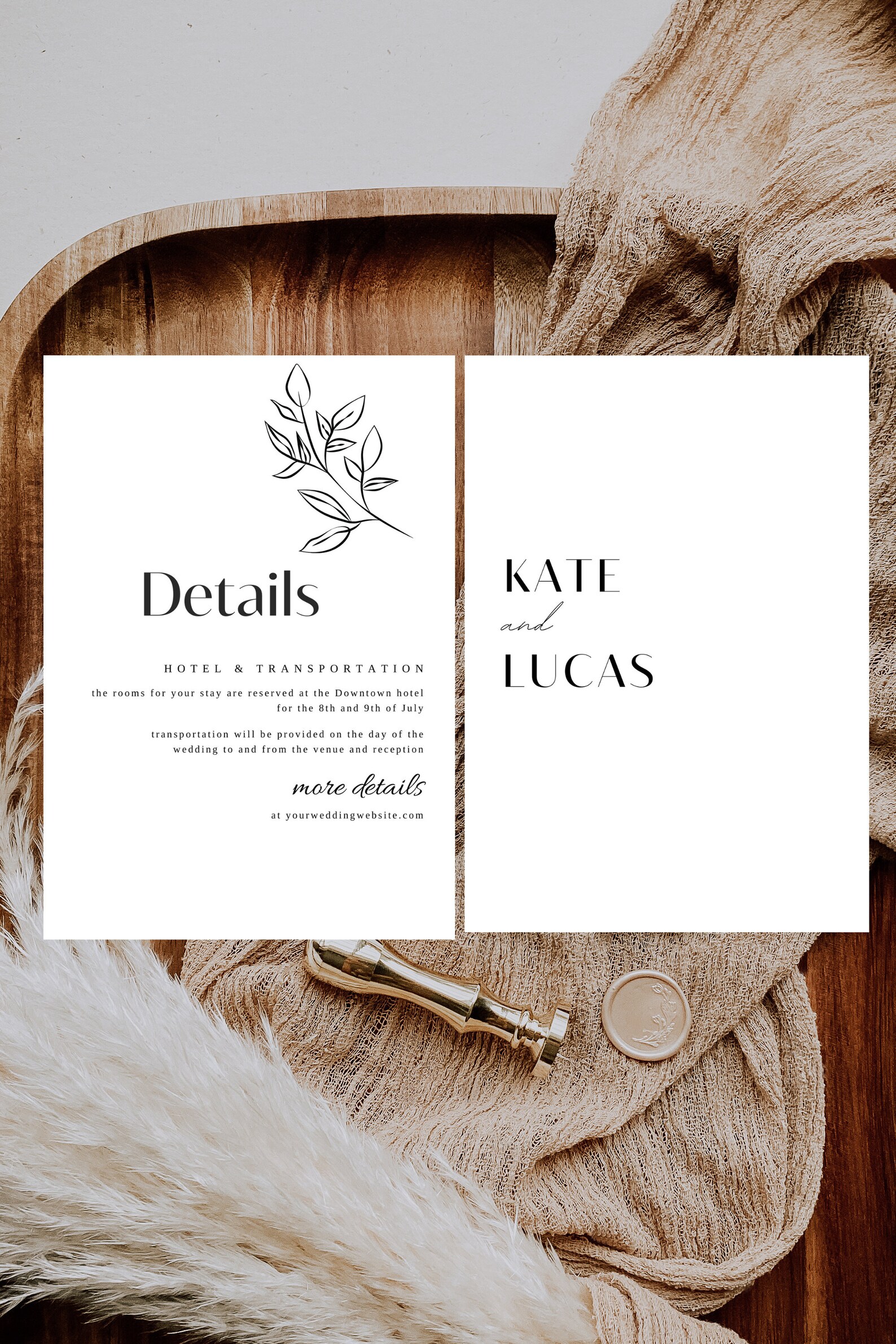 Botanical Wedding Invitation Template, Printable Wedding Invitation ...