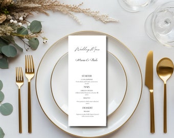 Minimalist Wedding Menu Template, Modern Script Wedding Dinner Menu ...