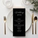 MODERN Wedding Menu Template, MINIMALIST Black Script Wedding Dinner ...