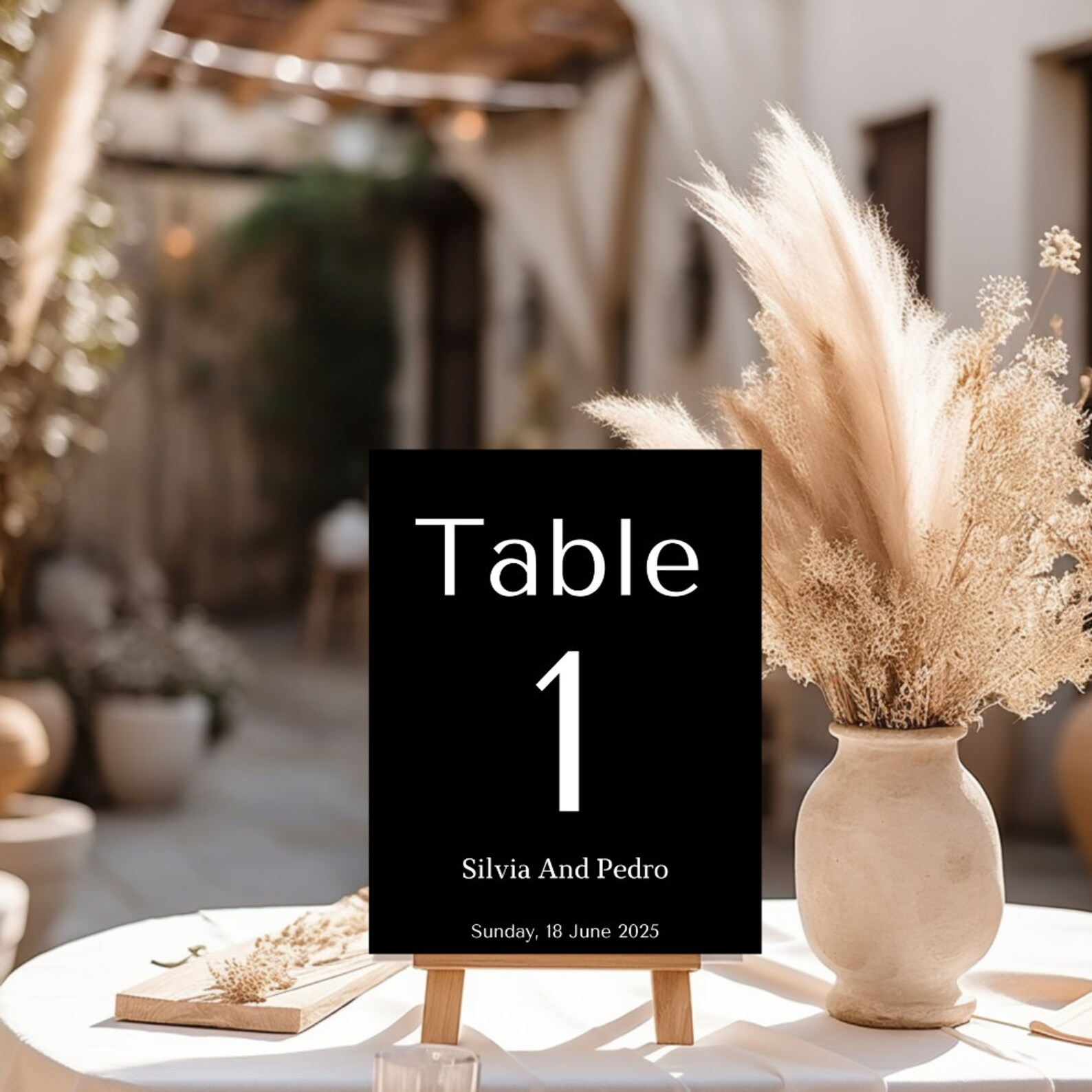 Black Table Number Templates 1, Black and White Wedding Table Number ...