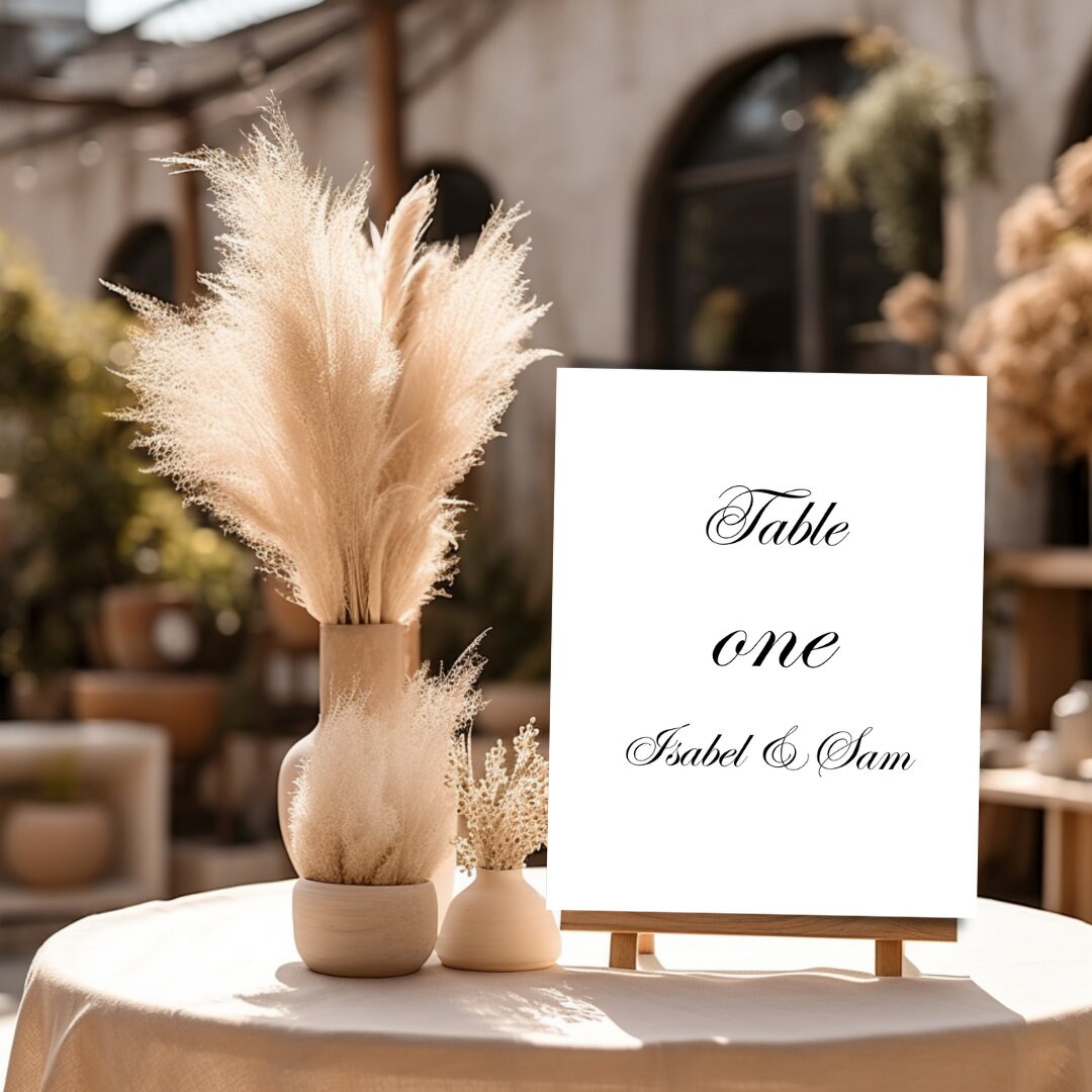 Wedding Table Number Sign Template, Elegant Classic Calligraphy ...