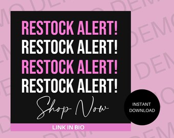 Pre-made restock Alert Digital Flyer Pink & Gold | Etsy