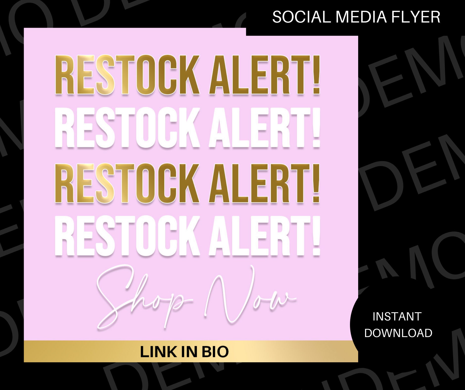 Pre-made "restock Alert" Digital Flyer Pink & Gold - Etsy