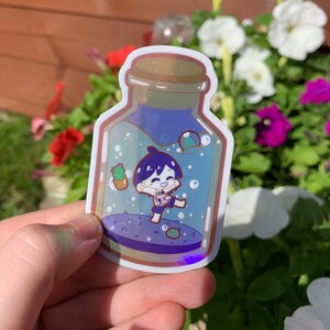 OMORI Holographic Jar Kawaii Stickers OMOCAT Omori, Aubrey, Kel, Hero ...