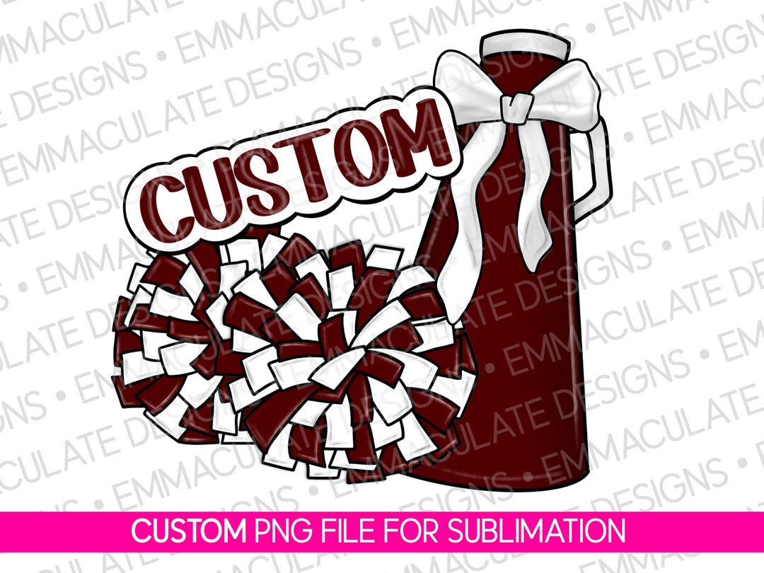 Custom School Spirit PNG: Maroon & White Cheer Megaphone (digital ...