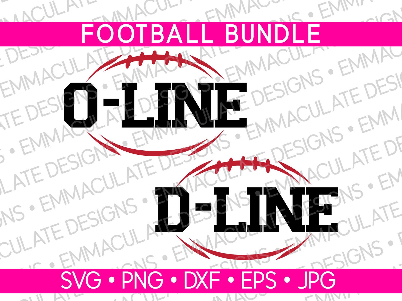 Football O-line D-line SVG Bundle: Offense Defense Designs (digital ...