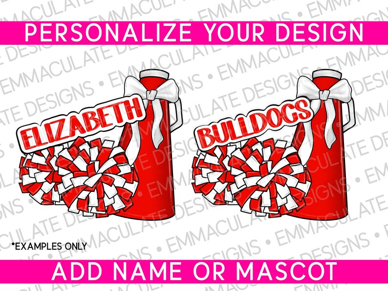 Custom Red and White Cheer Megaphone PNG: School Spirit Graphic ...