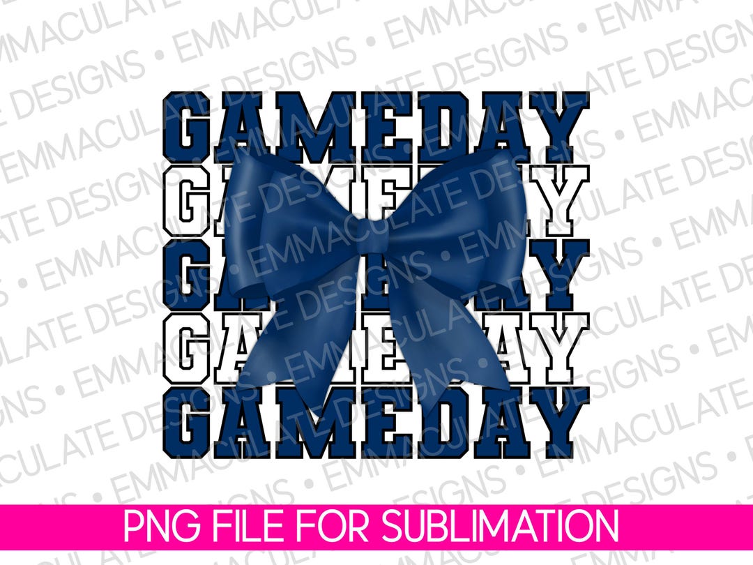 Navy Blue Cheer Game Day Bow PNG: School Spirit Graphic (digital ...