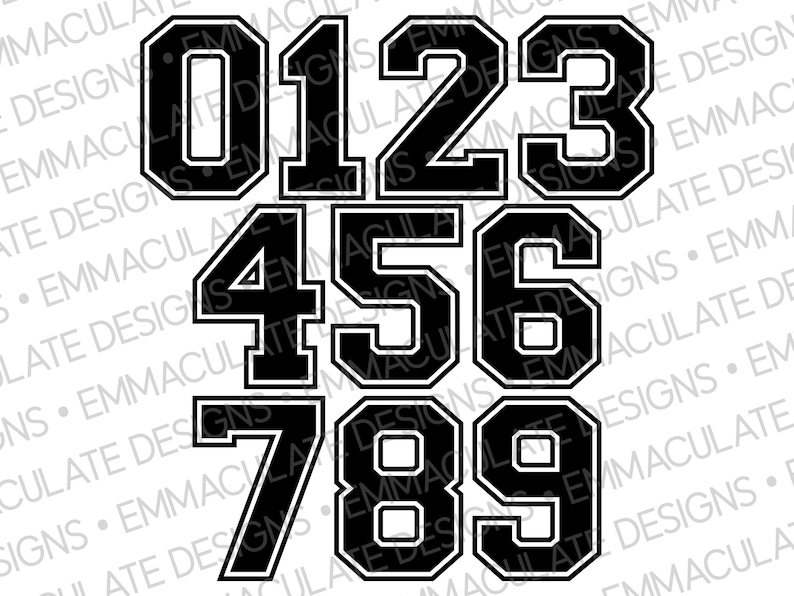 Varsity Numbers SVG Bundle: School Spirit Jersey Numbers Cut Files ...
