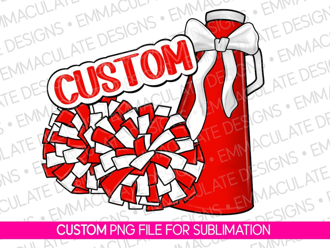 Custom Red and White Cheer Megaphone PNG: School Spirit Graphic ...