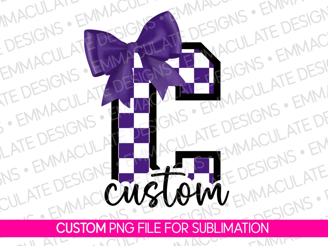 Custom Checkered Bow Letter PNG: Purple and White (digital Download) - Etsy