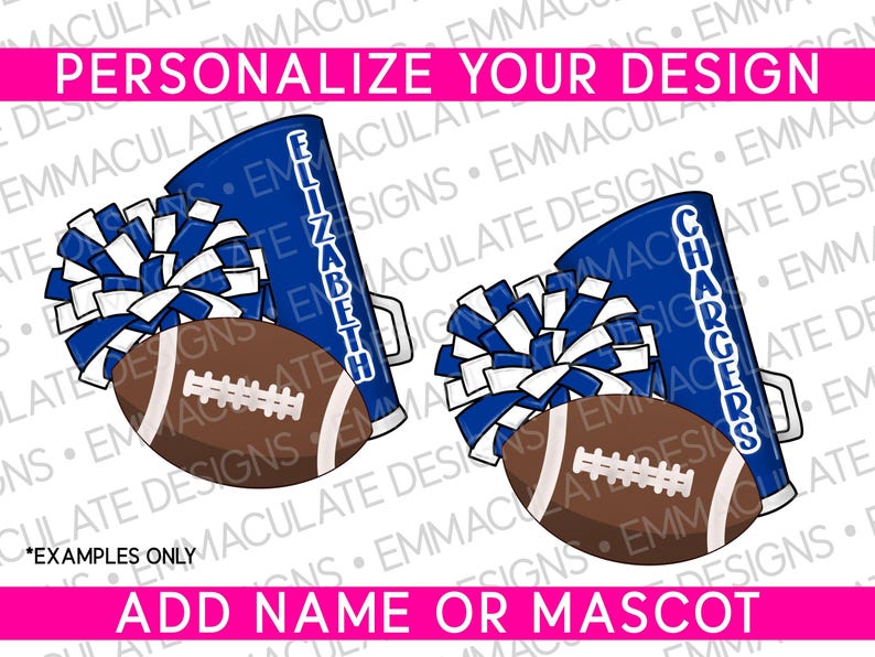 Custom School Spirit PNG: Blue & White Cheer Megaphone (digital ...