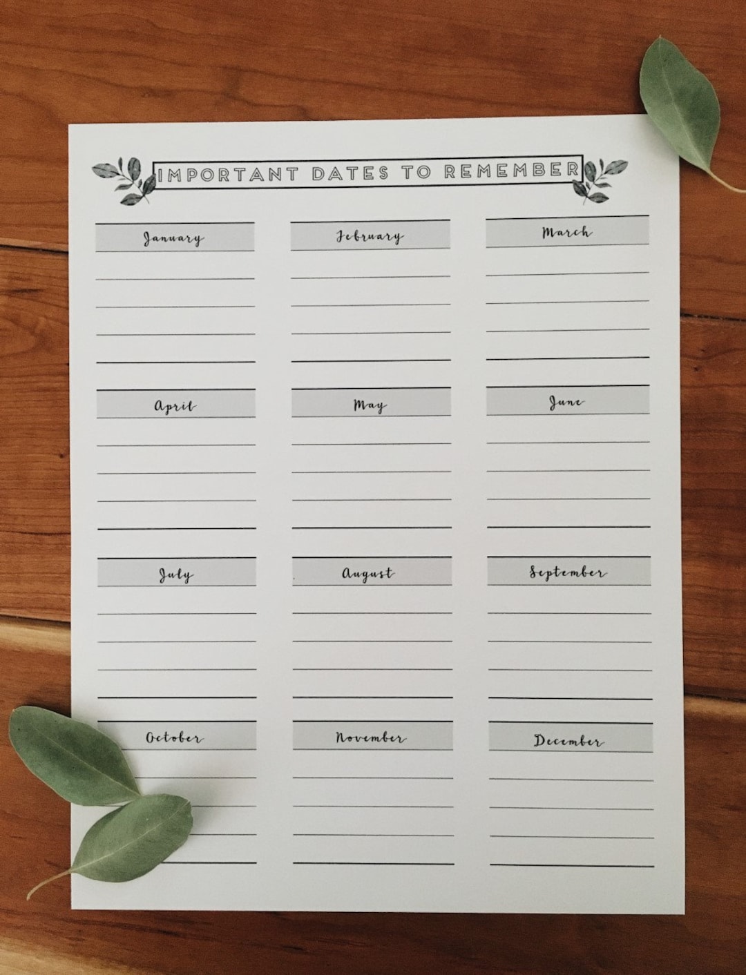 Important Dates to Remember With Lines - Etsy