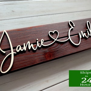 Personalized Couple Name Sign With Heart, Connecting Heart Name Sign ...
