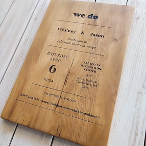 Wedding Invitation Cutting Board – Personalized Charcuterie & Keepsake ...