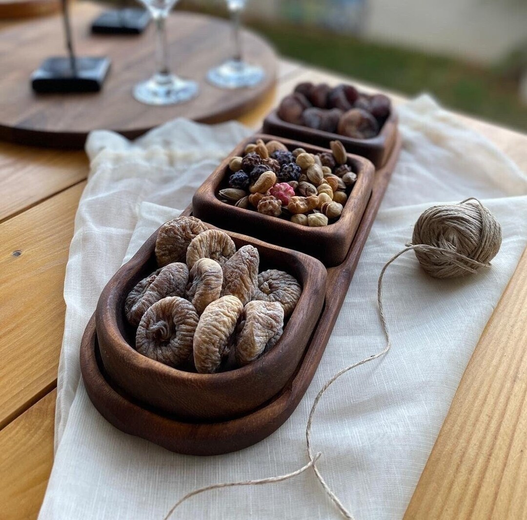 Custom Wood Snack Tray With 3 Compartments – Personalized Wedding Gift ...
