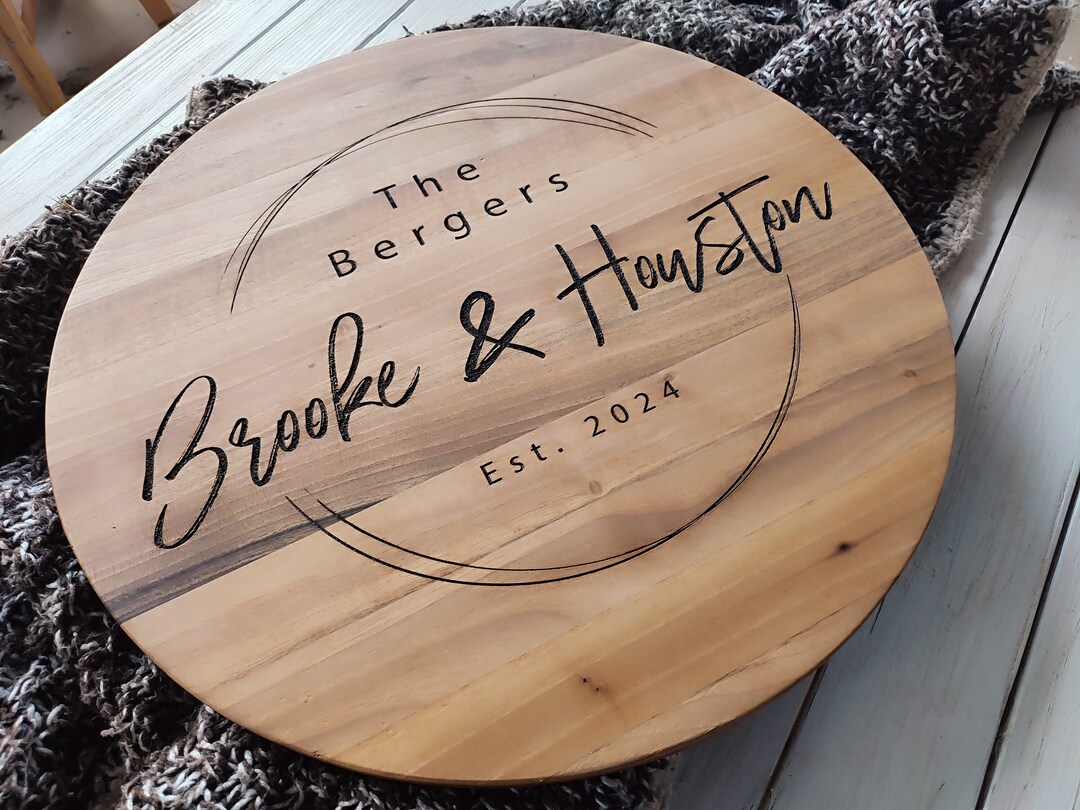 Couple Name Engraved Lazy Susan Turntable, Personalized Lazy Susan ...