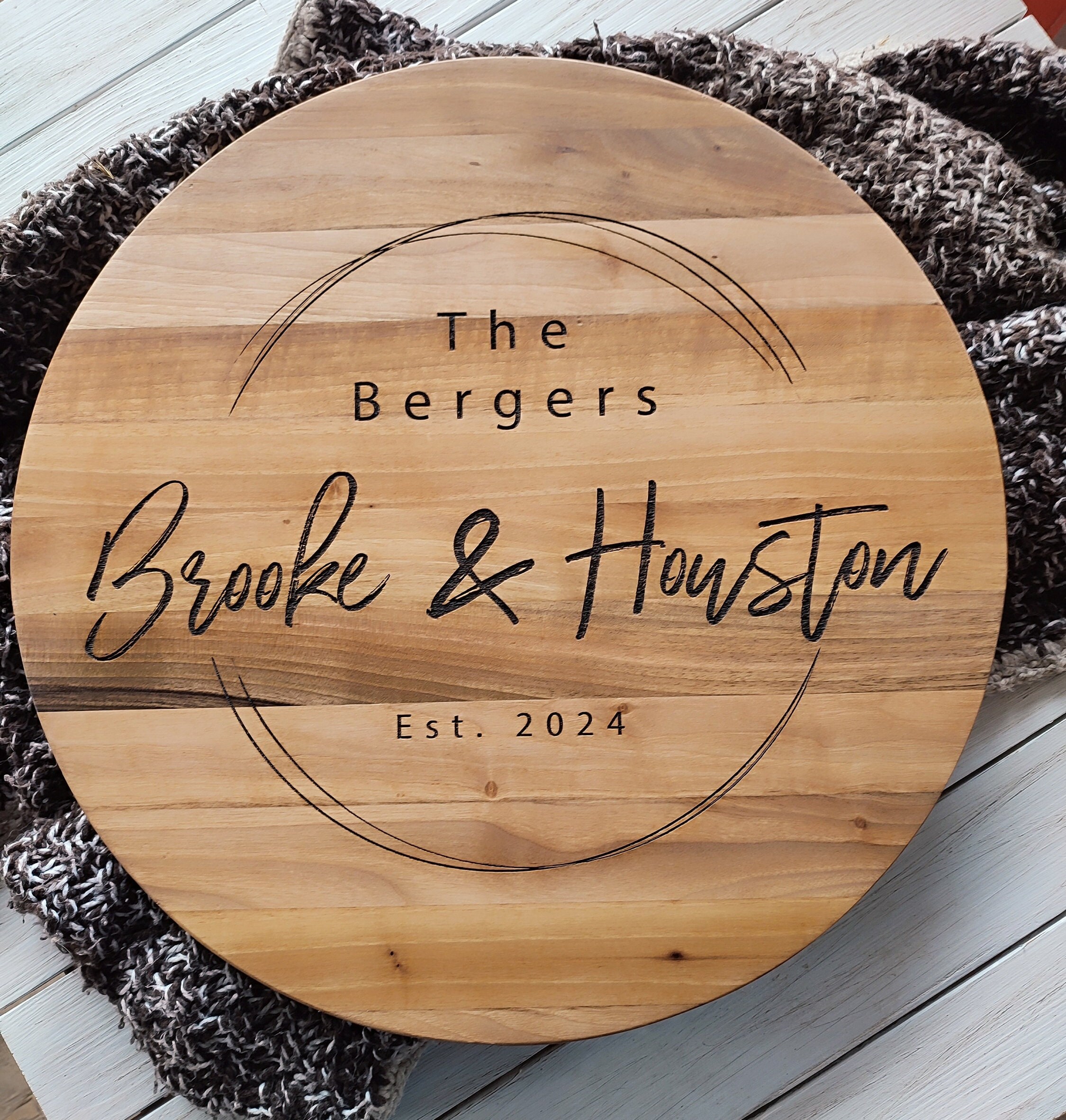 Couple Name Engraved Lazy Susan Turntable, Personalized Lazy Susan ...