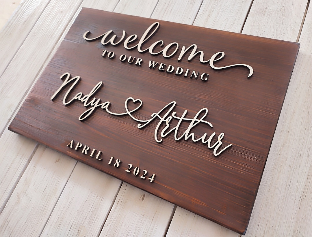 Wedding Welcome Sign, Wedding Entrance Sign, Personalized Wooden ...