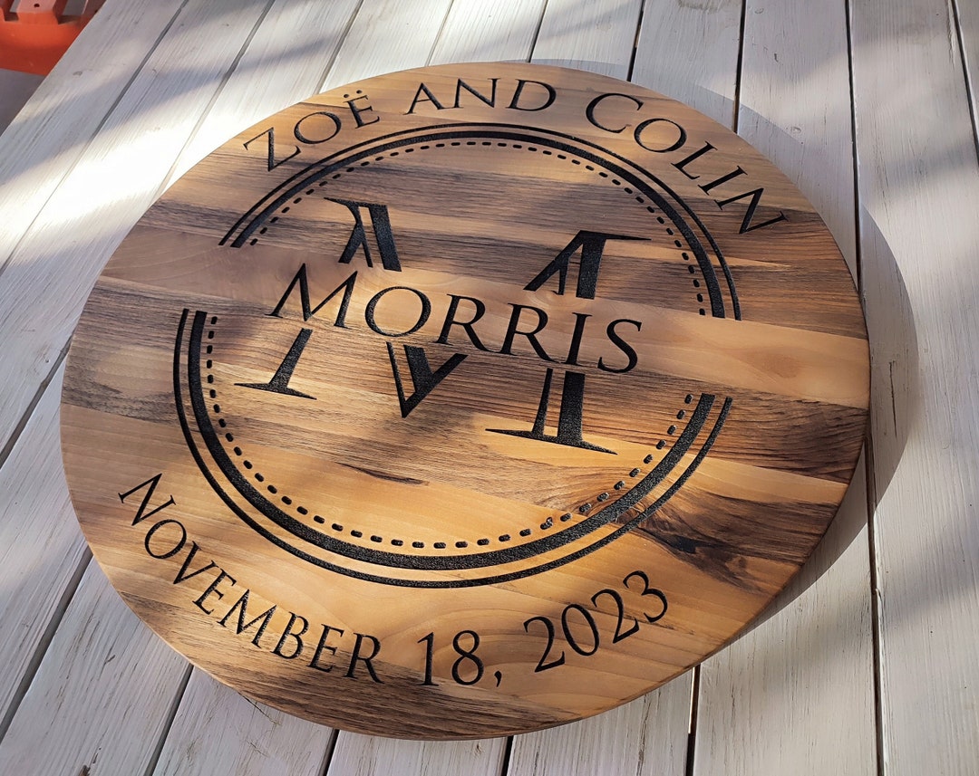 Engraved Lazy Susan, Monogram Name Lazy Susan, Rotating Charcuterie ...