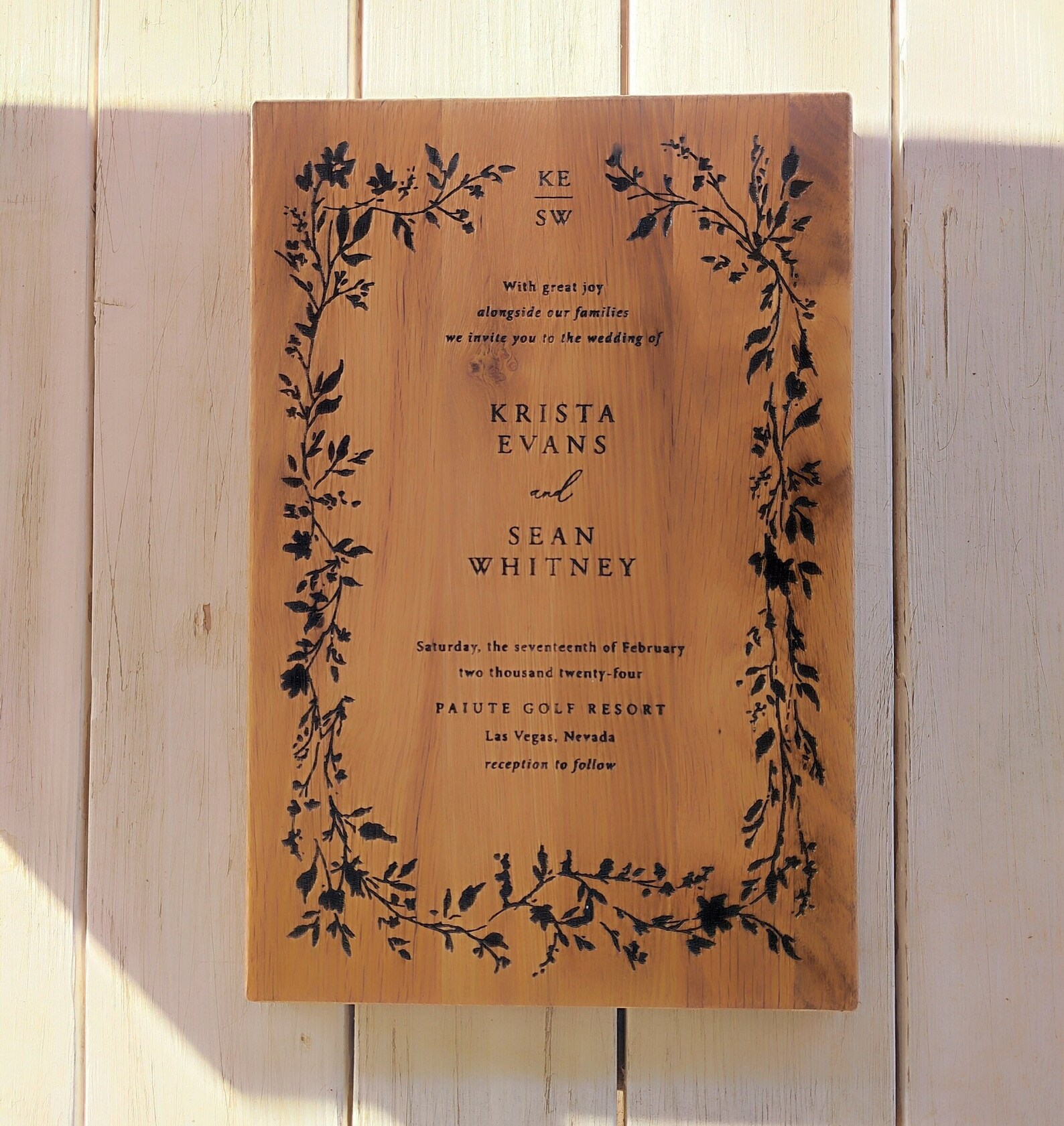 WEDDING INVITATION Cutting Board Engraved With YOUR Wedding Invitation ...