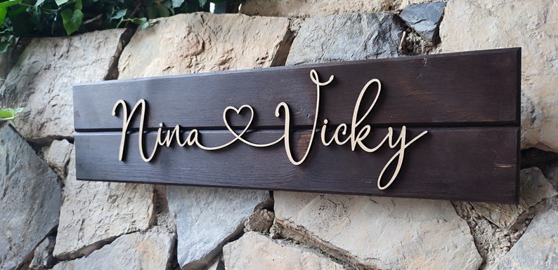 Personalized Couple Name Sign With Heart, Unique Anniversary Gift - Etsy