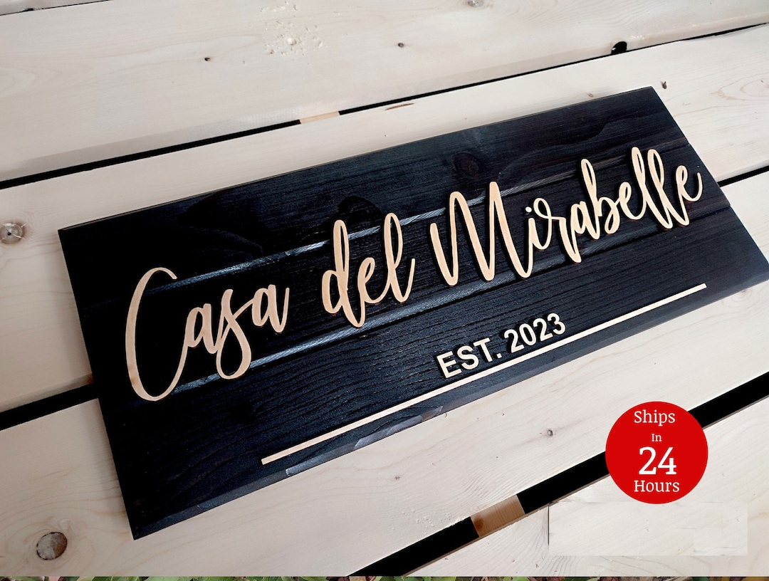 Custom Wooden Casa Name Sign – Personalized Welcome Door Sign, Outdoor ...
