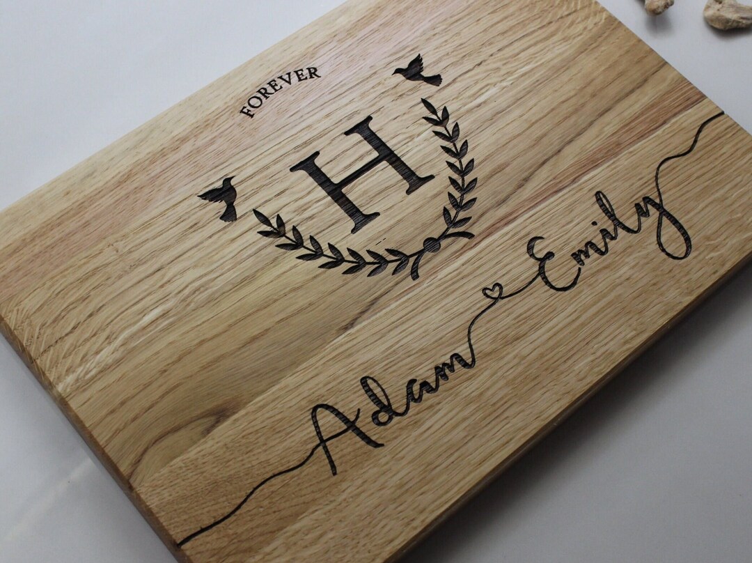 Heart Initial Board, Couple Initials Cutting Board, Love Bird Gift ...