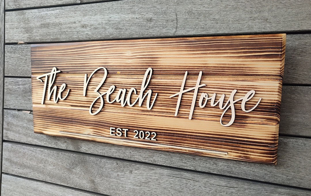 Personalized Beach House Sign – 3D Wood Plaque, Family Name, Outdoor ...