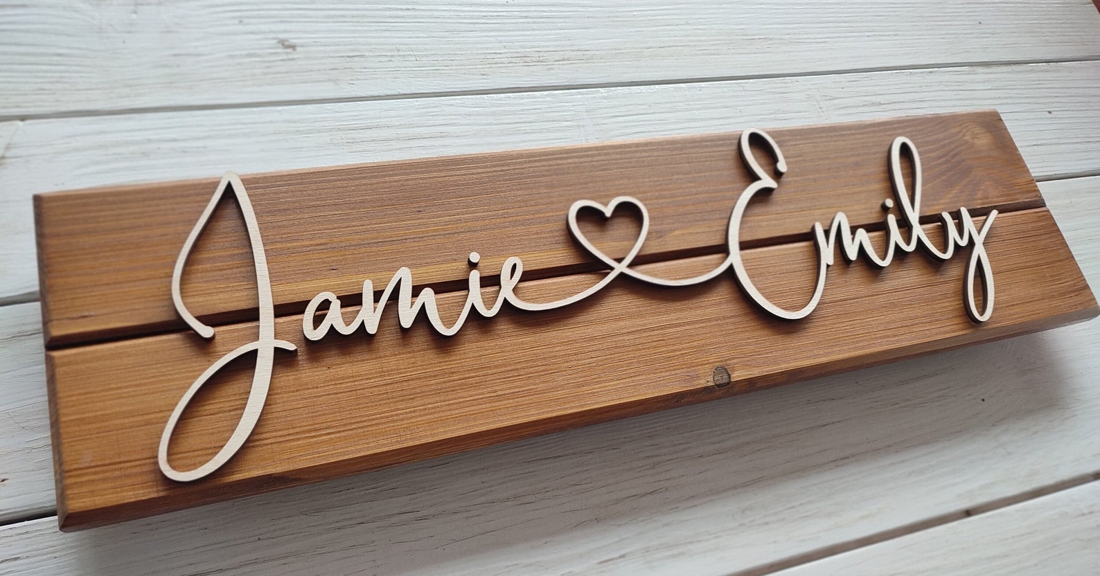 Personalized Couple Name Sign With Heart, Unique Anniversary Gift - Etsy