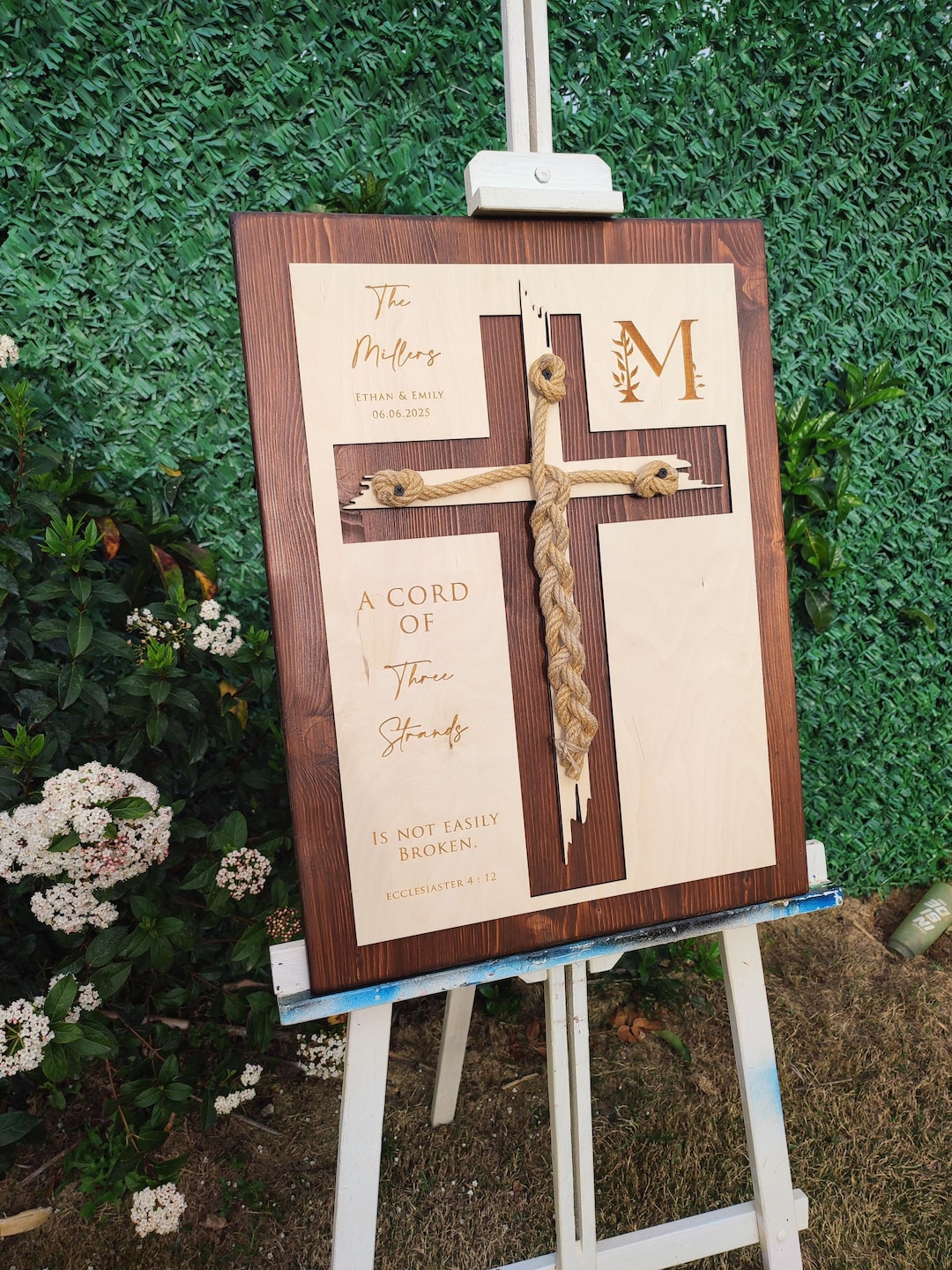 A Cord of Three Strands Sign, Personalized Unity Ceremony Board – Three ...