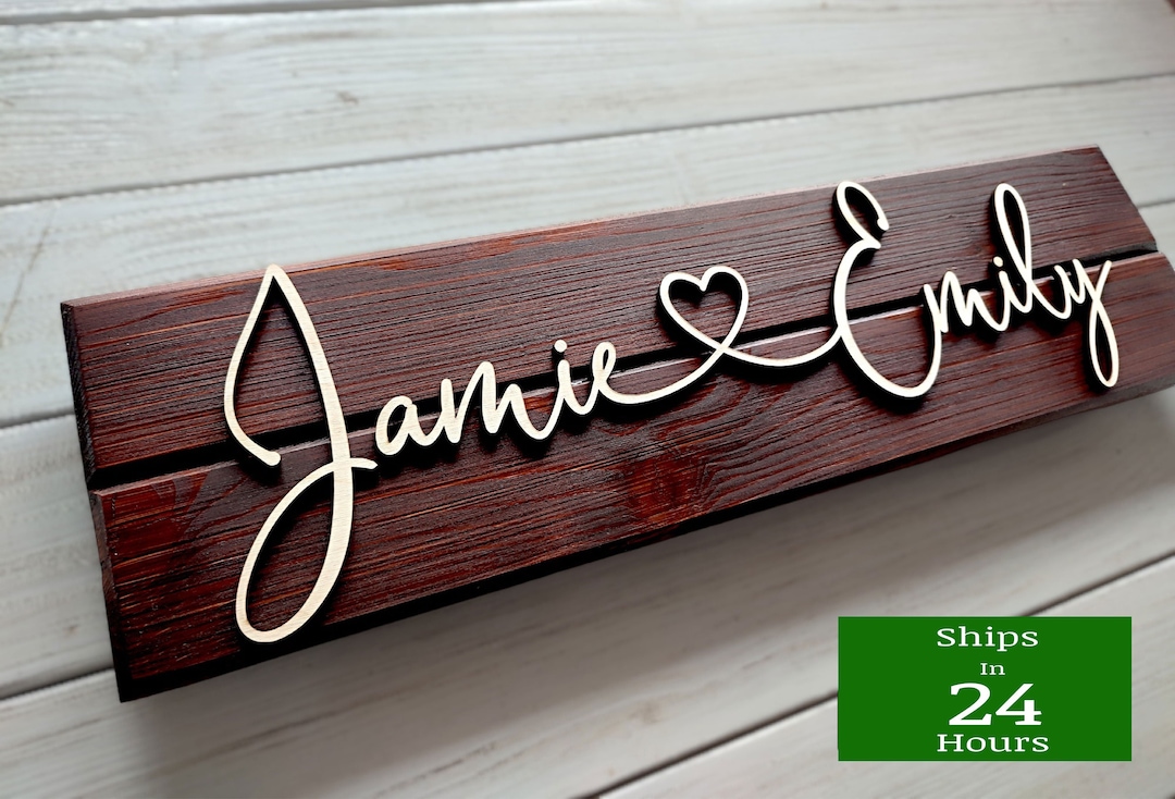 Personalized Couple Name Sign With Heart, Connecting Heart Name Sign ...