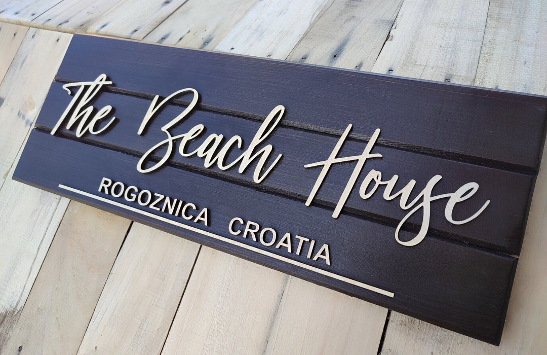 Beach House Sign, Personalized Custom Wood Sign, 3D Outdoor Sign, Beach ...