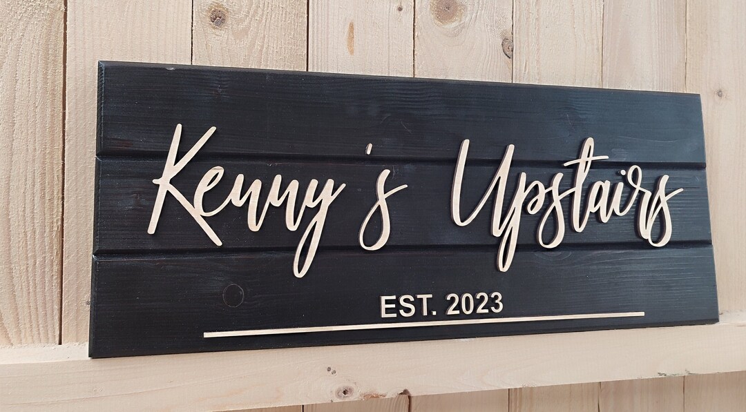 Personalized Basement or Upstairs Sign – Custom Family Room Wall Art ...