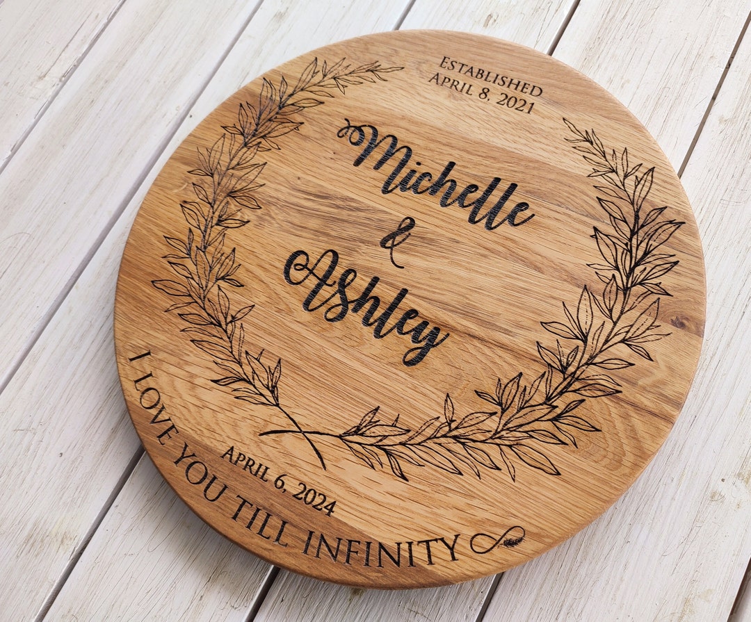 Engraved Wood Lazy Susan, Walnut, Oak, Maple Lazy Susan, Turntable ...