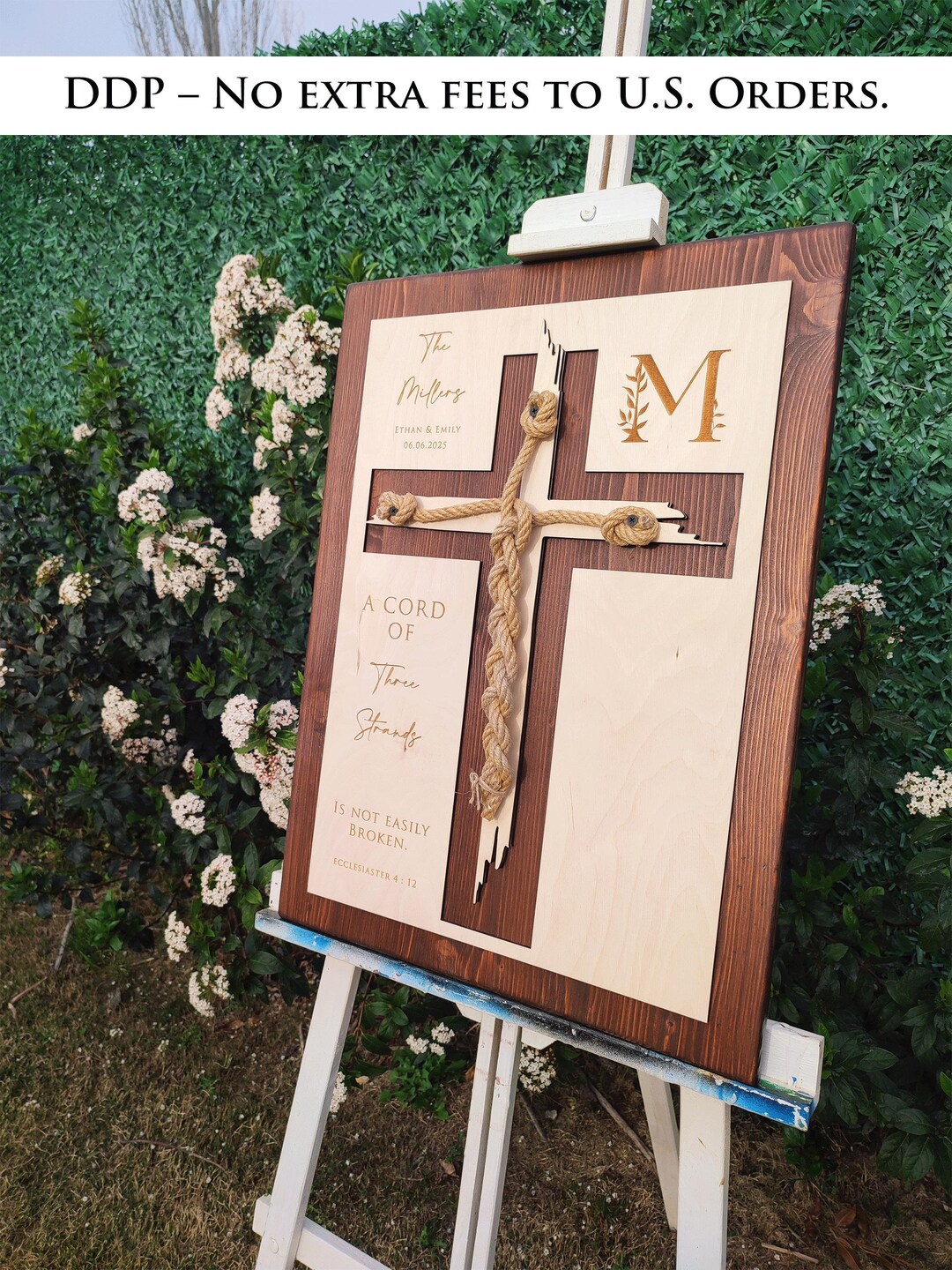 Personalized Unity Ceremony Board - A Cord of Three Strands Handcrafted ...