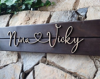 Connecting Heart Name Sign, Gift for Couple, Housewarming Gift ...