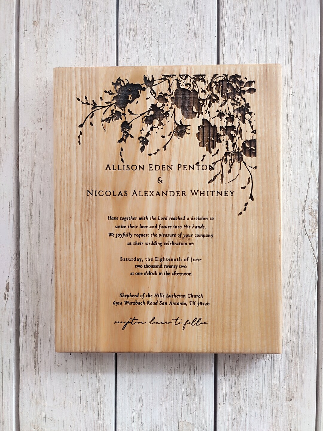 WEDDING INVITATION Cutting Board Engraved With YOUR Wedding Invitation ...