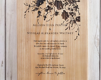 WEDDING INVITATION Cutting Board Engraved With YOUR Wedding Invitation ...