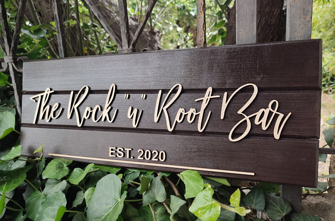 Man Cave Sign, Rock Lounge Sign, Rock Lover Gift, Custom Bar Sign, Root ...