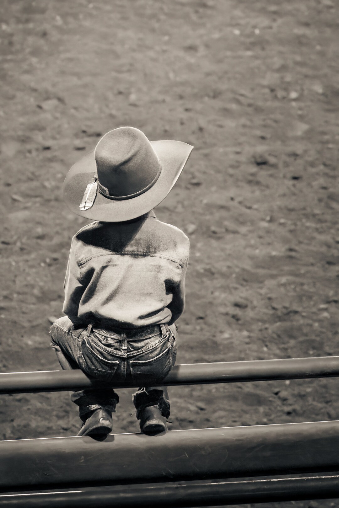 Child Cowboy Watching a Rodeo, Little Boy Dreaming, Sepia Tone, Cowboy ...