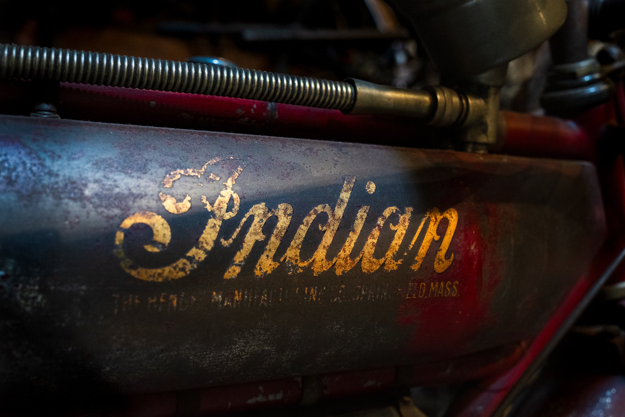 Indian Motorcycle Gas Tank, Gold Letters, Vintage Motorcycle Wall Décor ...