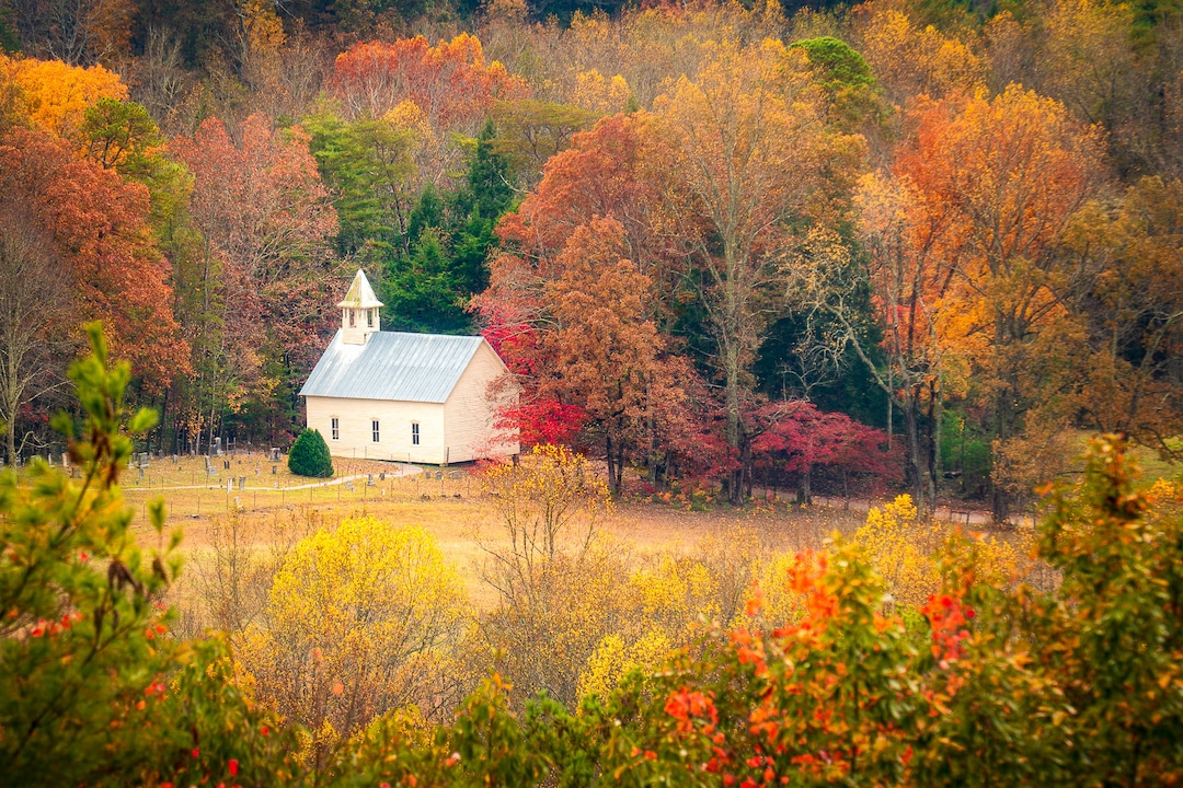 Autumn Church in Cades Cove, Great Smoky Mountains, Fall Colors, Church ...
