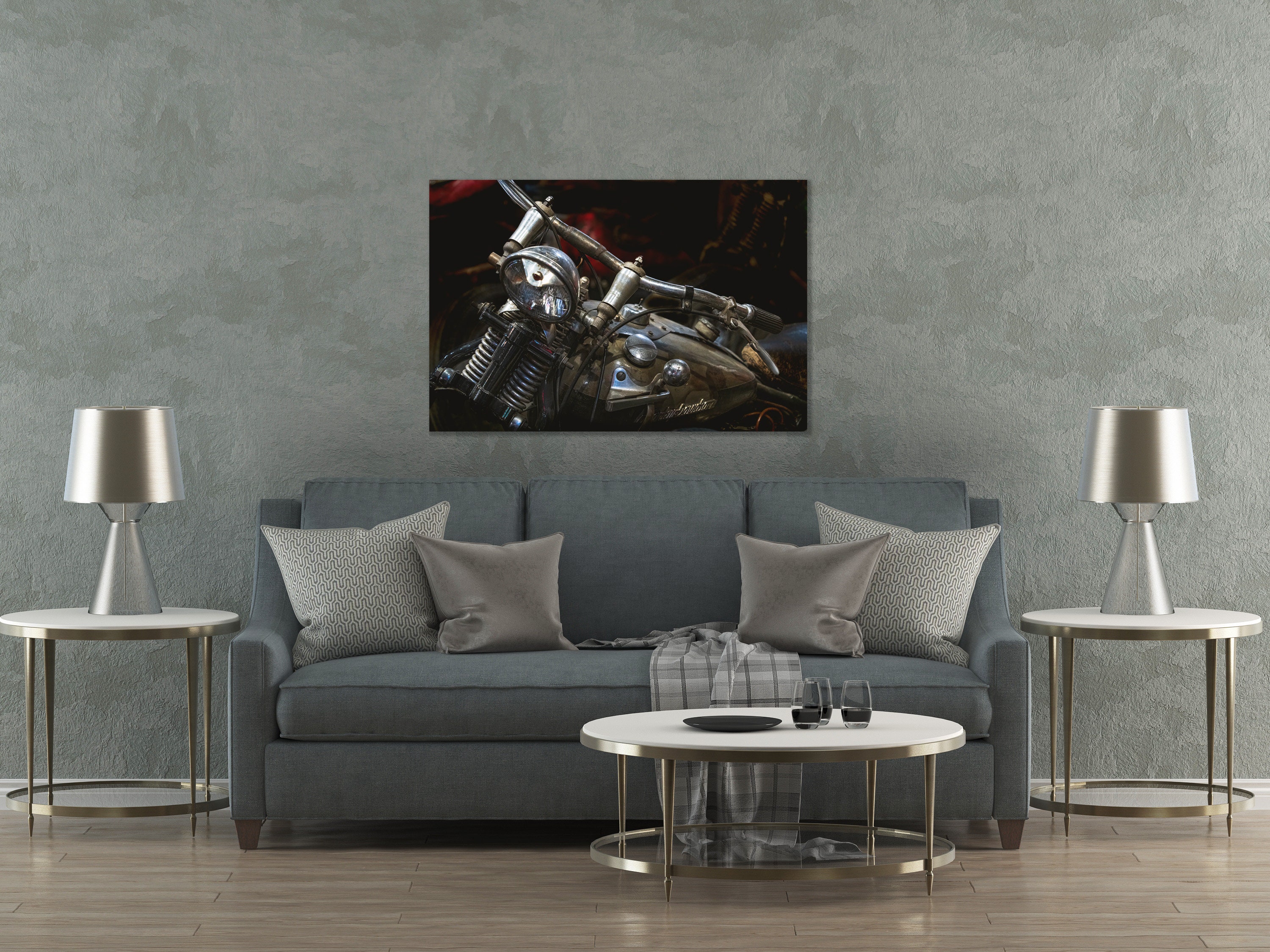 Harley Davidson Motorcycle, Vintage Motorcycle Wall Décor, Biker Man ...